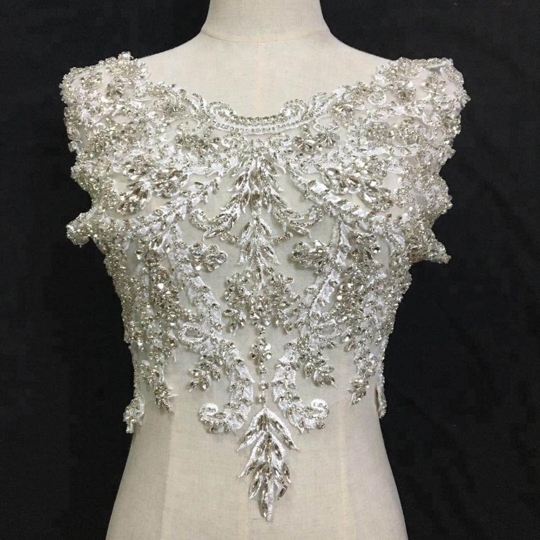 Silver Big Size Bodice Rhinestone Beaded Applique, Body Cover ...
