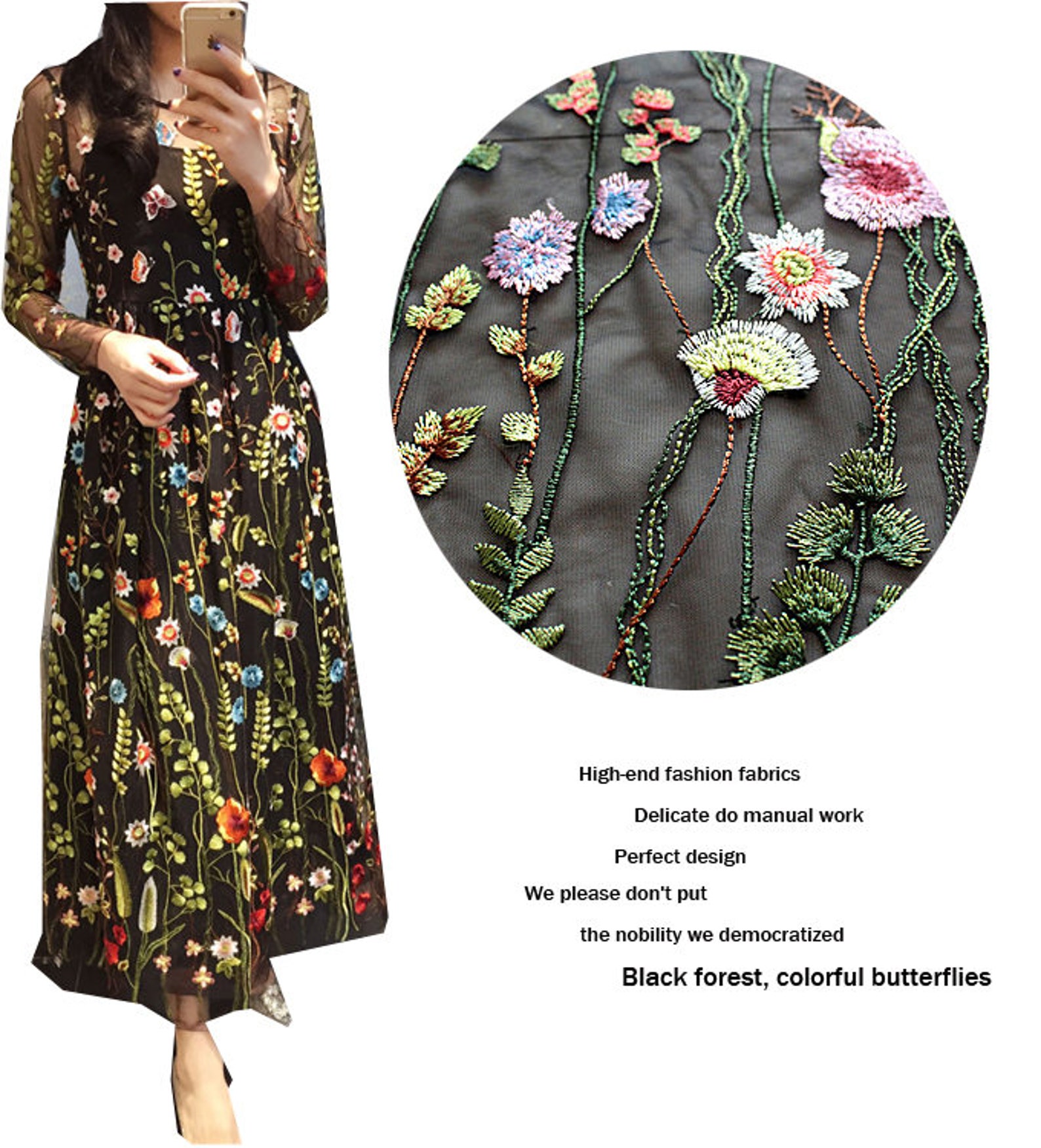 Multi Colors Heavy Embroidered Floral Lace Fabric Mesh - Etsy