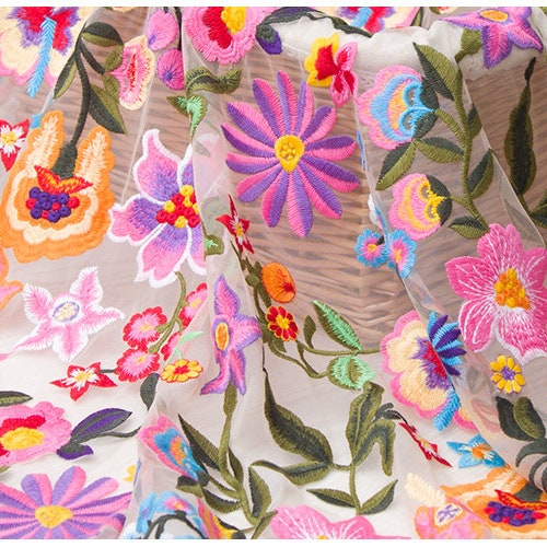 Multi Colors Heavy Embroidered Floral and Butterfly Lace - Etsy