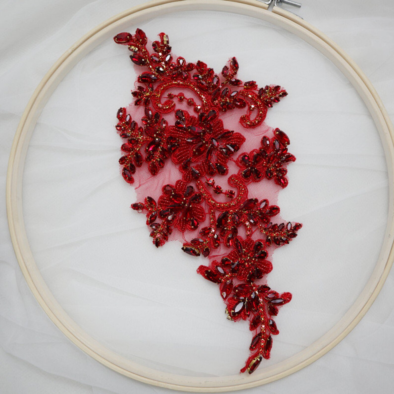 Luxury Red Rhinestone Beaded Applique 3D Beaded Shoulder - Etsy