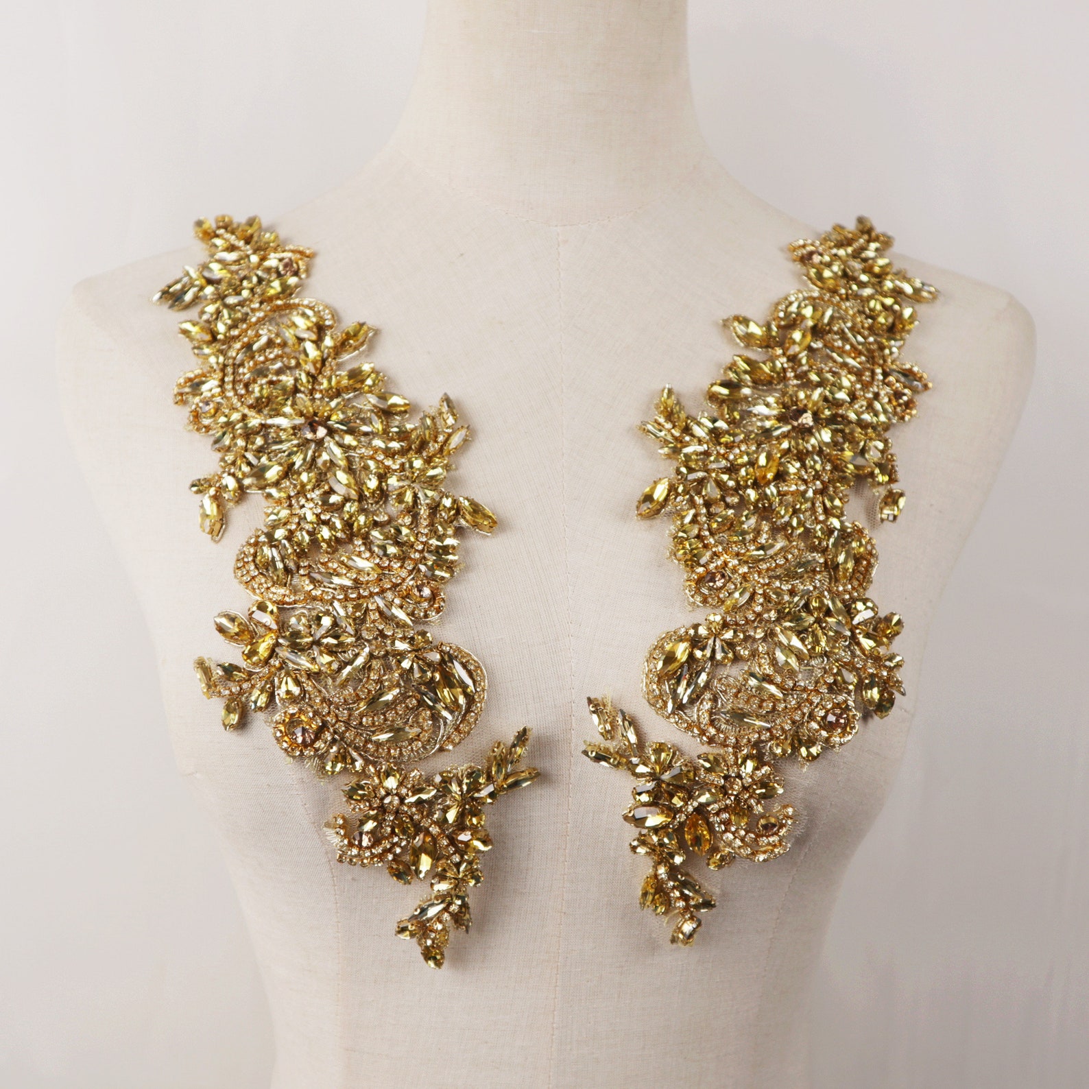 Deluxe Red Rhinestone Appliques Collar Bodice Appliques - Etsy