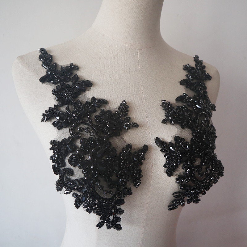 Black Beaded Applique - Etsy