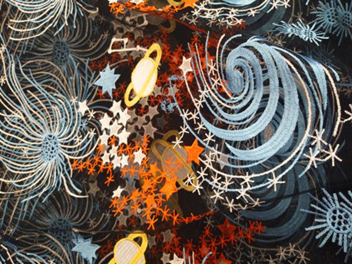 Mix colorful embroidered Starry sky floral lace fabric black | Etsy