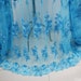 Lake Blue Embroidered Lace Fabric, Lanverdar Purple Embroidery Floral ...