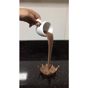Floating Coffee Cup Mug Sculpture Kitchen Decor Pouring Spilling - Etsy