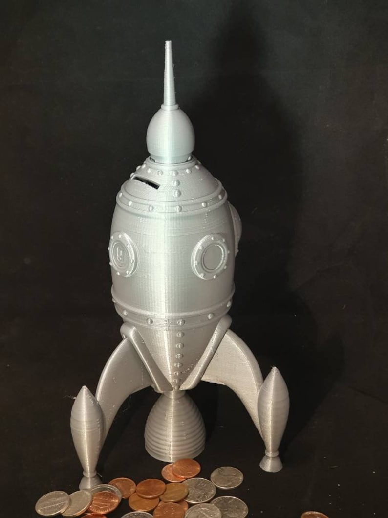 Rocket Ship Coin Bank Piggy Bank Space Bedroom Decor | Etsy