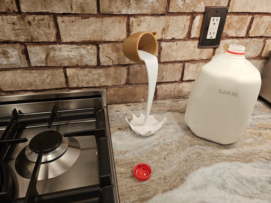 Floating Milk Cup Mug Sculpture Kitchen Decor Pouring Spilling Coffee ...