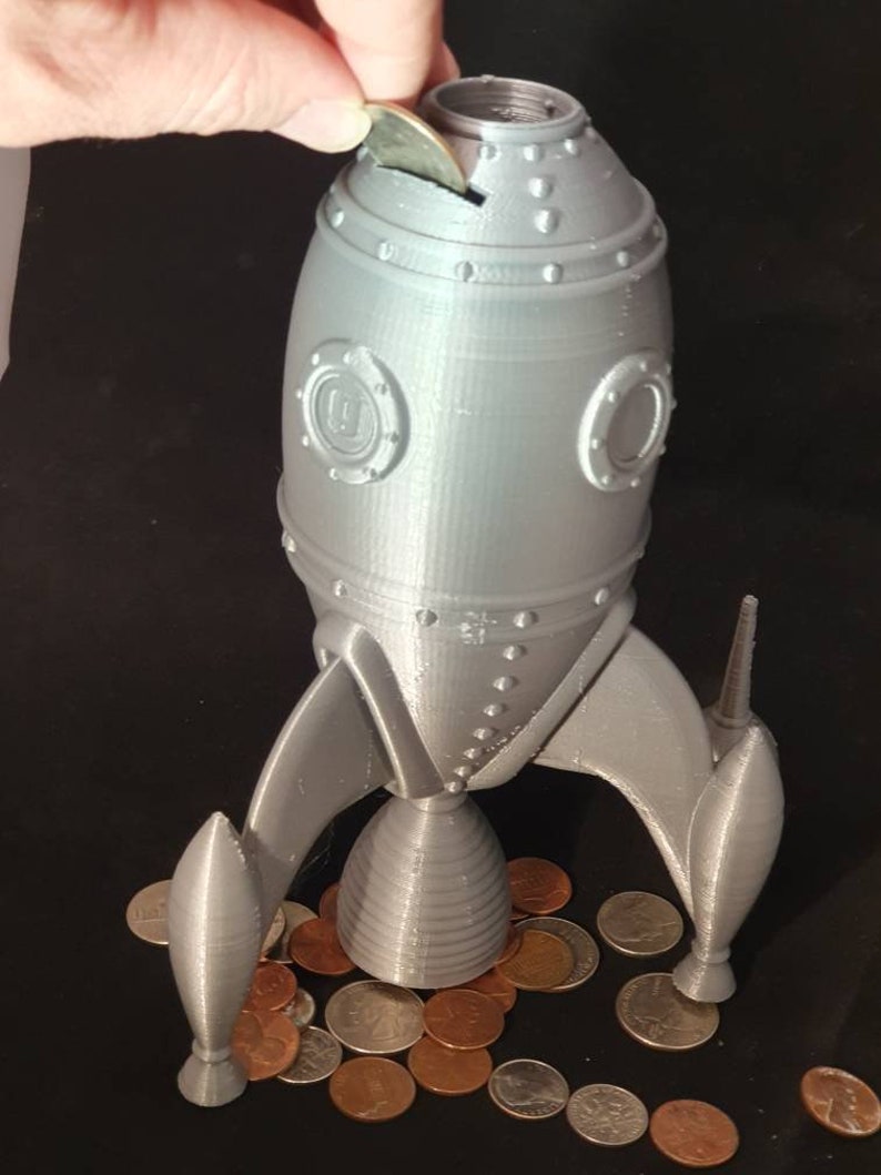 Rocket Ship Coin Bank Piggy Bank Space Bedroom Decor | Etsy