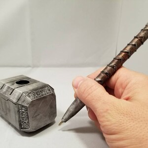 Thor Hammer Mjonir Ink Pen Holder From Avengers Ragnarok Odin Vikings ...