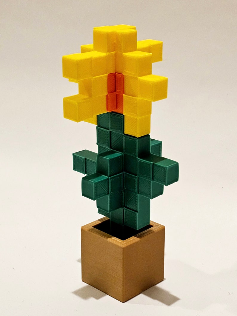Rose Pixelated Flowers Video Game Tulip Dandelion Minecraft Style - Etsy