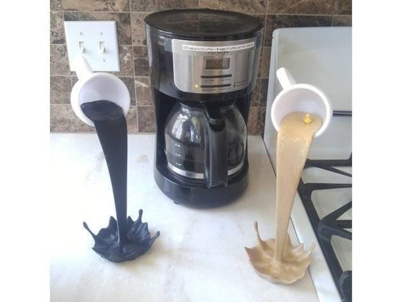 Floating coffee cup mug sculpture kitchen decor pouring | Etsy