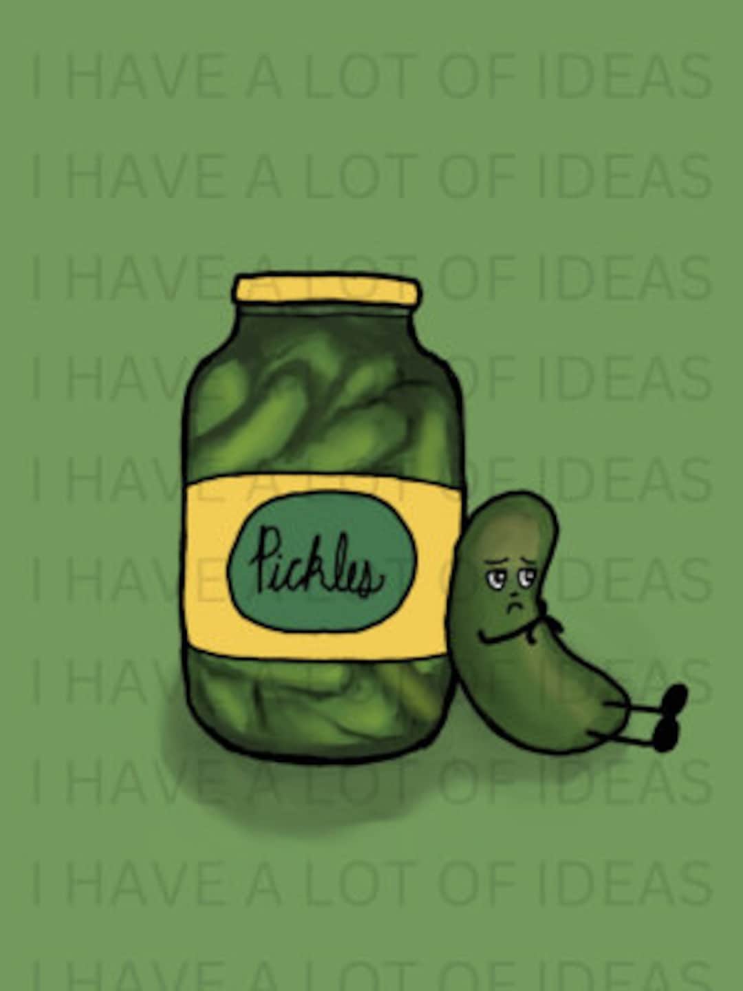 The Lonely Pickle Digital Art Print, Pickle Lover Gift, Pickle Wall Art ...