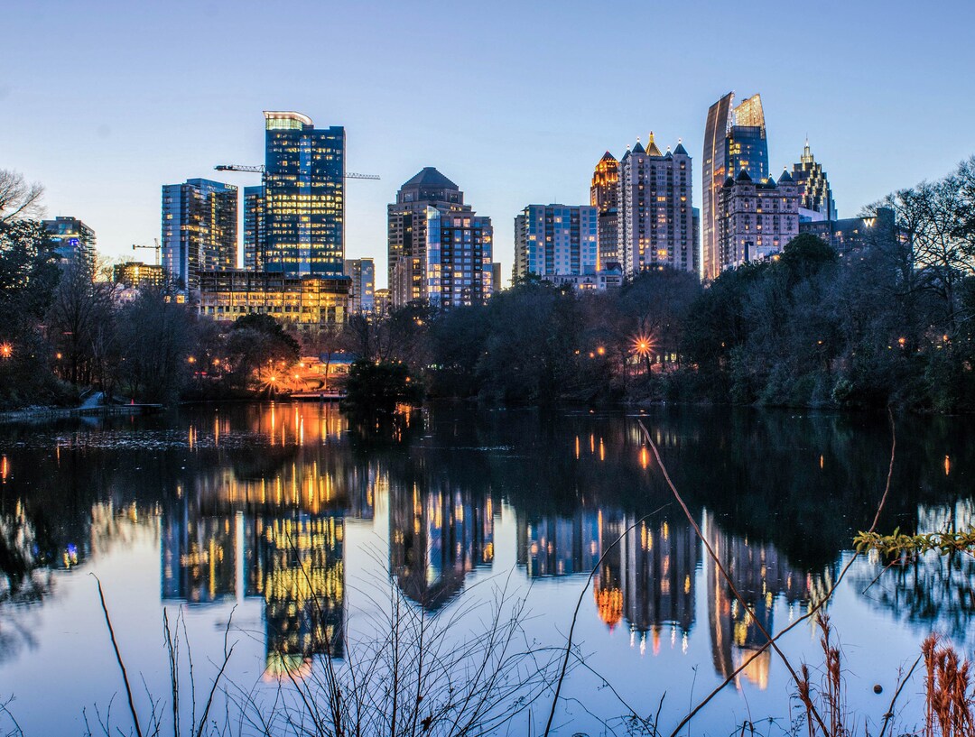 Atlanta Ctiy Skyline ATL Cityscape Piedmont Park Long Exposure City ...