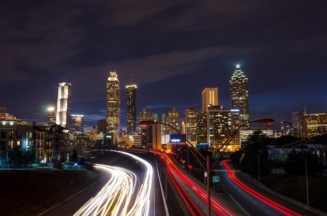 Atlanta Georgia ATL Skyline Cityscape Long Exposure City Lights ...