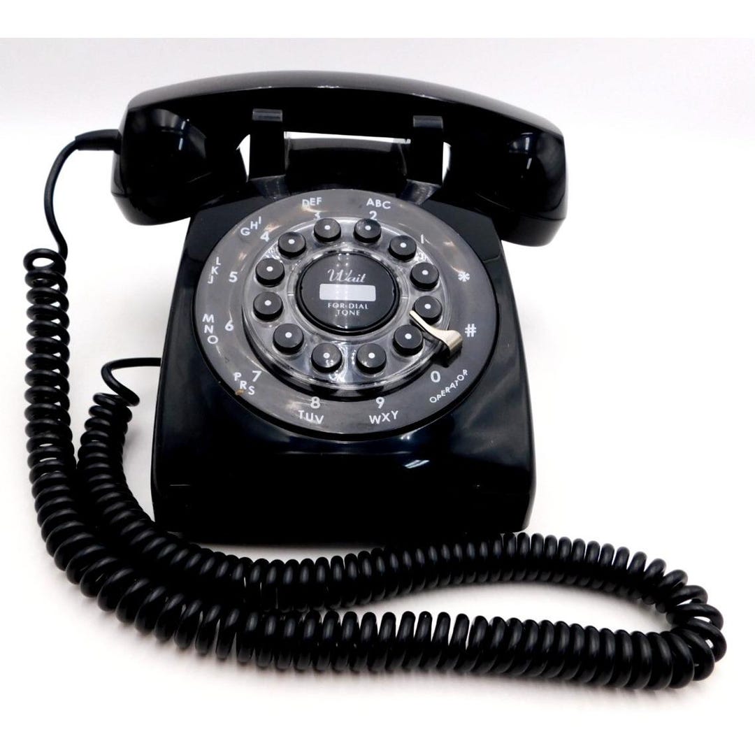 Black Retro Rotary Style Push Button Desk Telephone Model CR-58 CROSLEY ...
