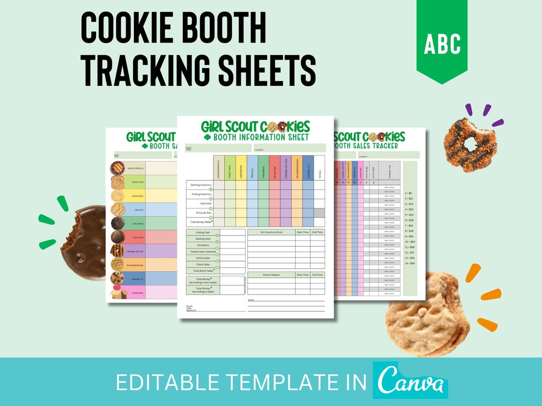 ABC Girl Scout Cookie Booth Tracking Sheets - Etsy