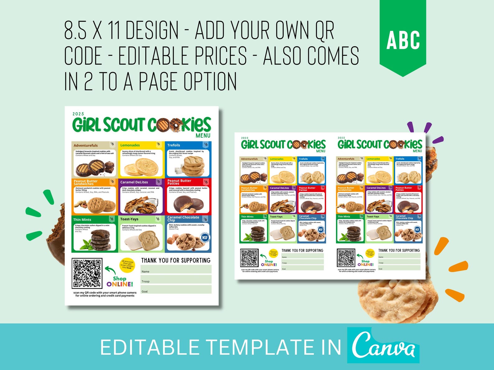 ABC Girl Scout Cookie Menu With QR Code - Etsy