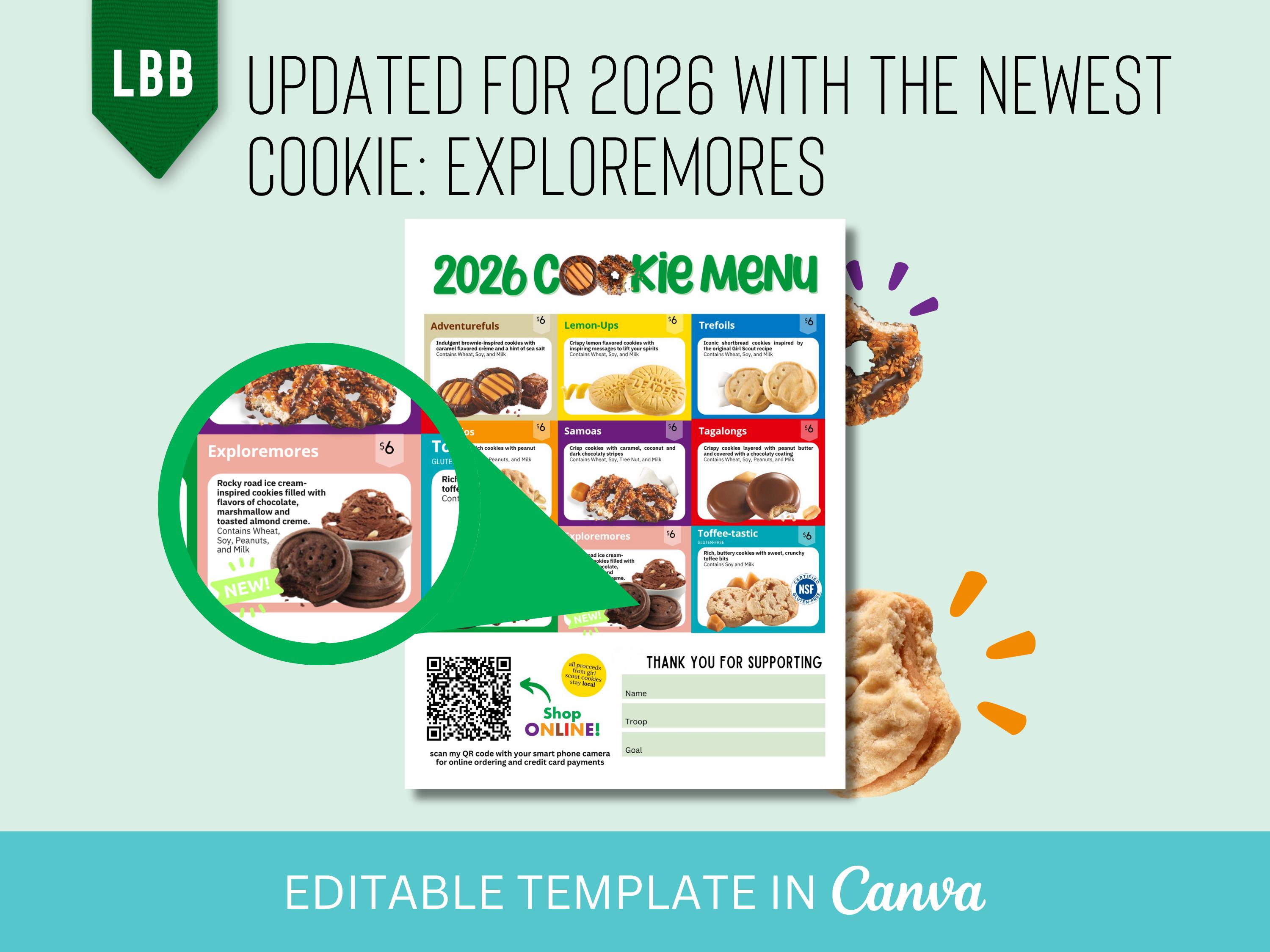 2026 UPDATED!! LBB Girl Scout Cookie Menu With QR Code - Etsy