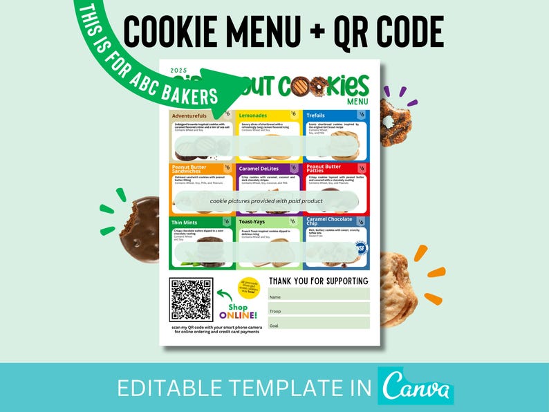 ABC Girl Scout Cookie Menu With QR Code - Etsy
