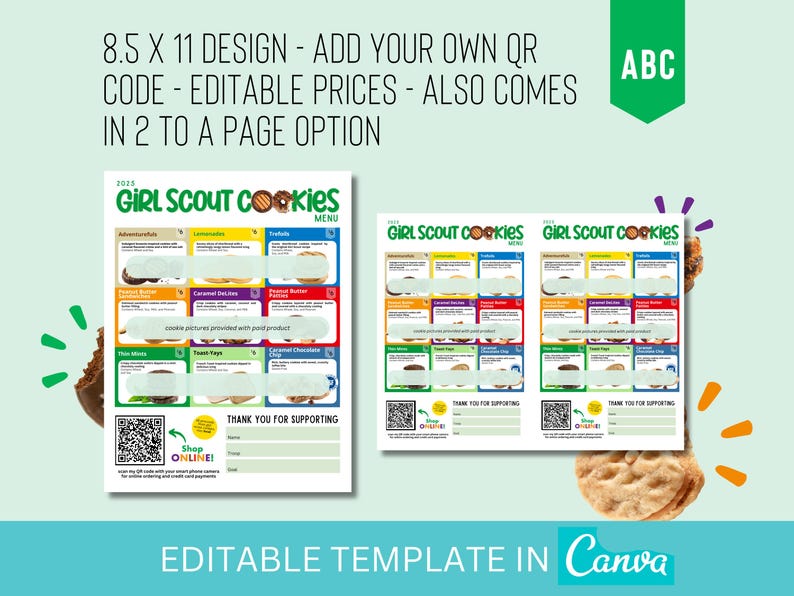 ABC Girl Scout Cookie Menu With QR Code - Etsy