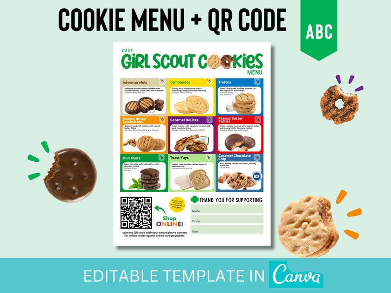 ABC Girl Scout Cookie Menu With QR Code - Etsy