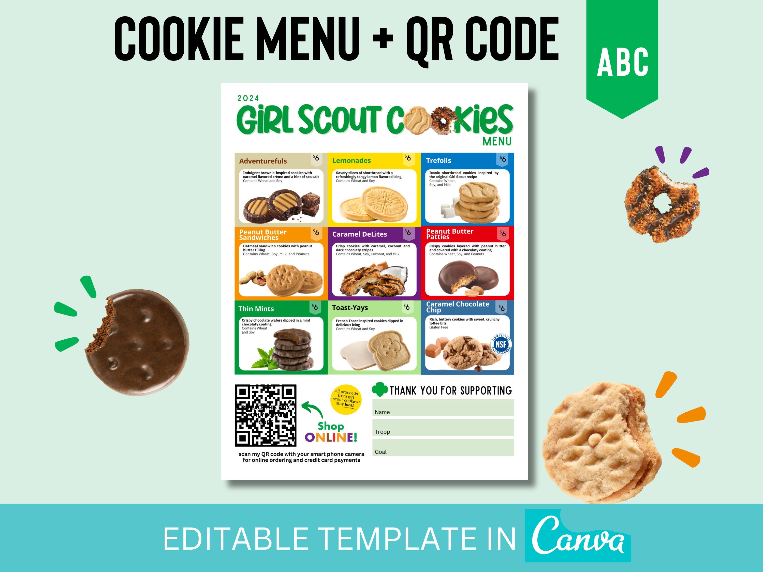 ABC Girl Scout Cookie Menu With QR Code - Etsy