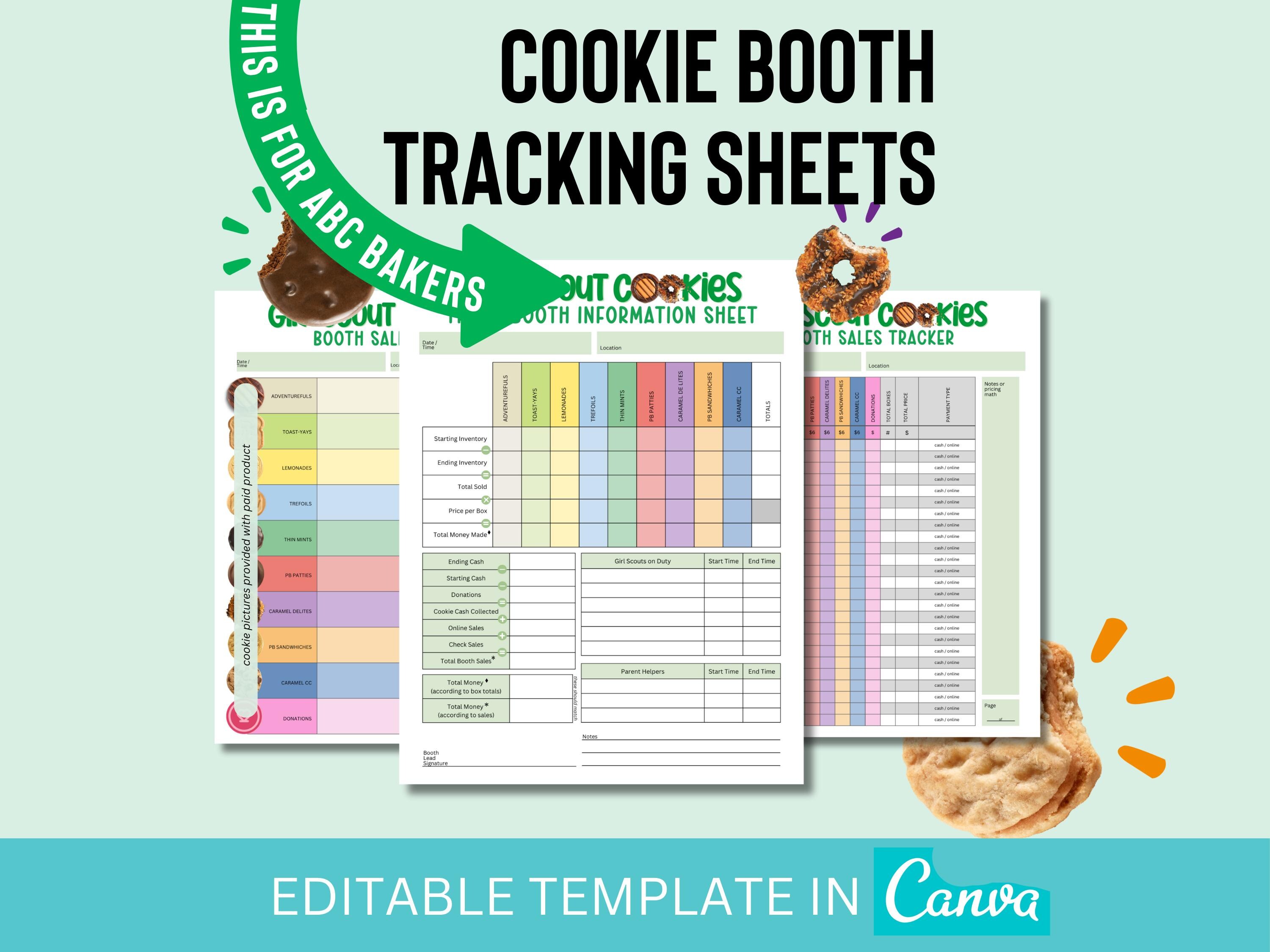 ABC Cookie Booth Tracker Sheets - Etsy