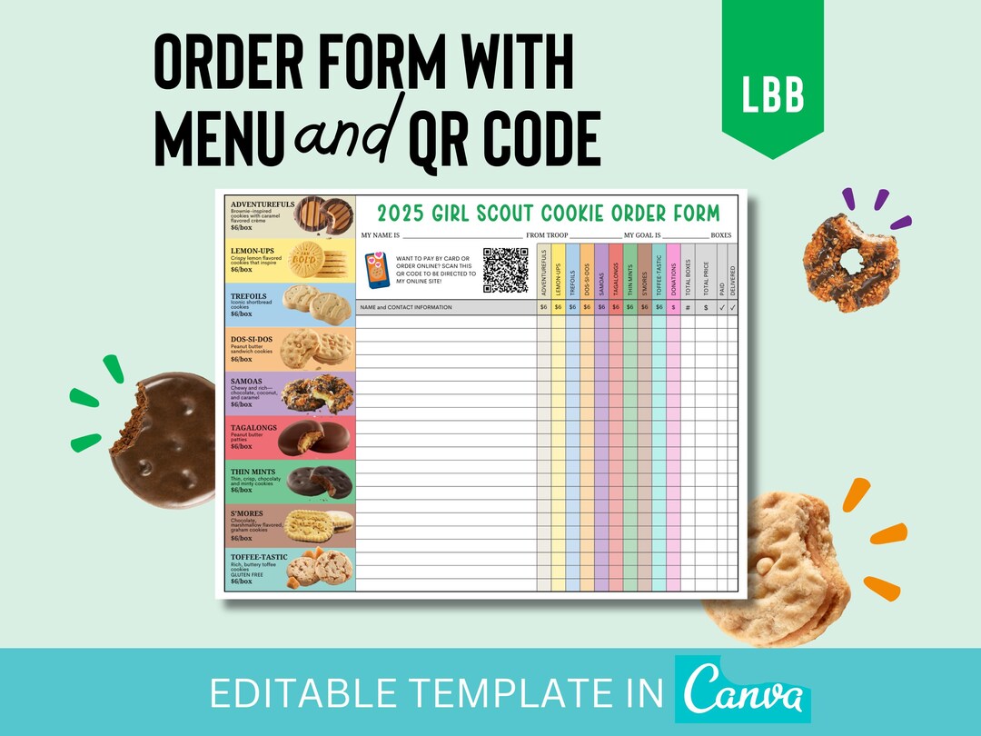 LBB Editable Digital Download Order Form With QR Code and Menu - Etsy