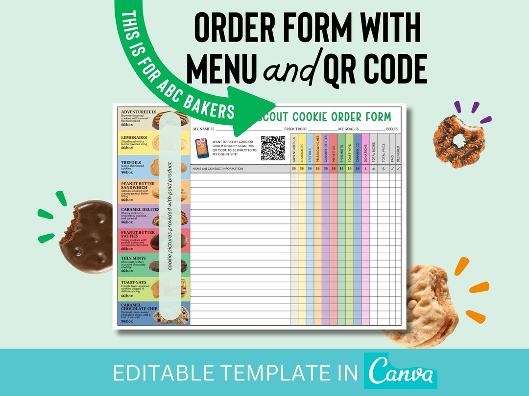 ABC Editable Digital Download Order Form With QR Code and Menu - Etsy ...
