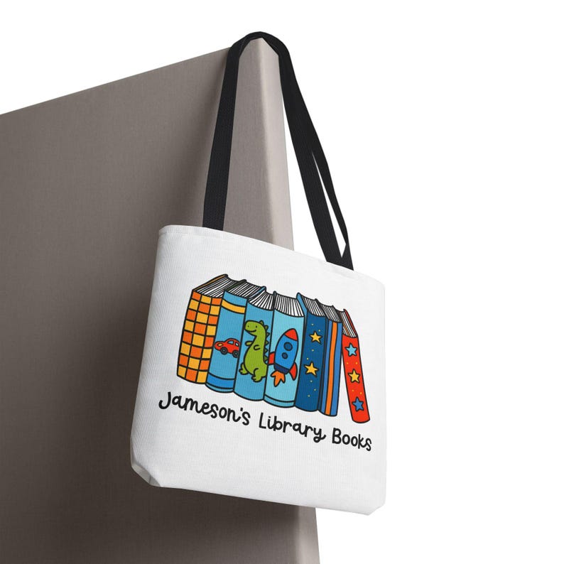 Personalized Library Books Tote Bag for Kids | Boy - Etsy