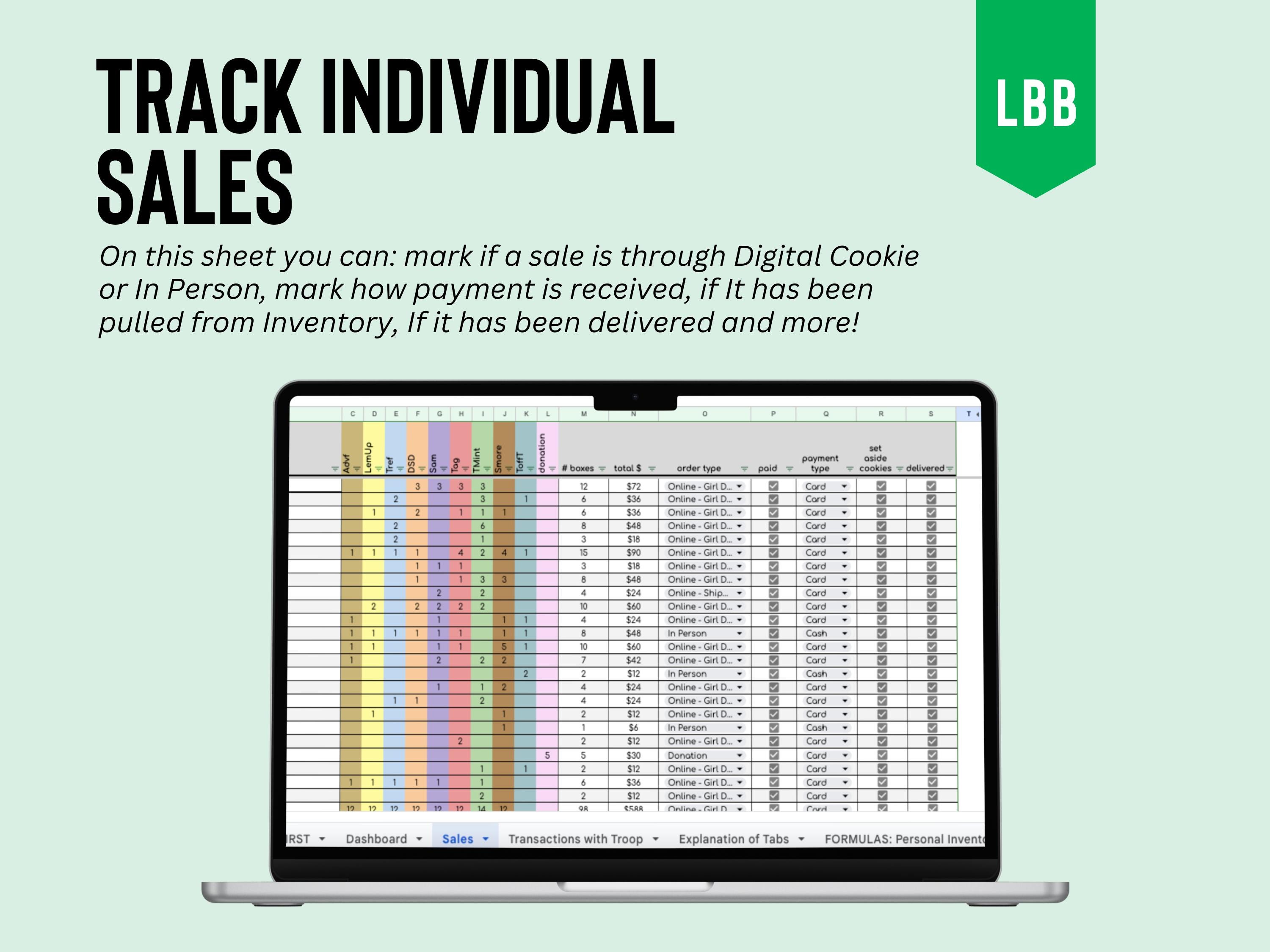 LBB Complete Troop Member Cookie Season Tracking Spreadsheet - Money ...