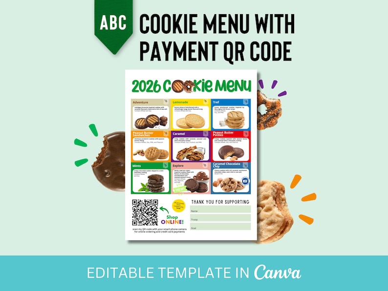 UPDATED 2026!! ABC Girl Scout Cookie Menu With QR Code - Etsy