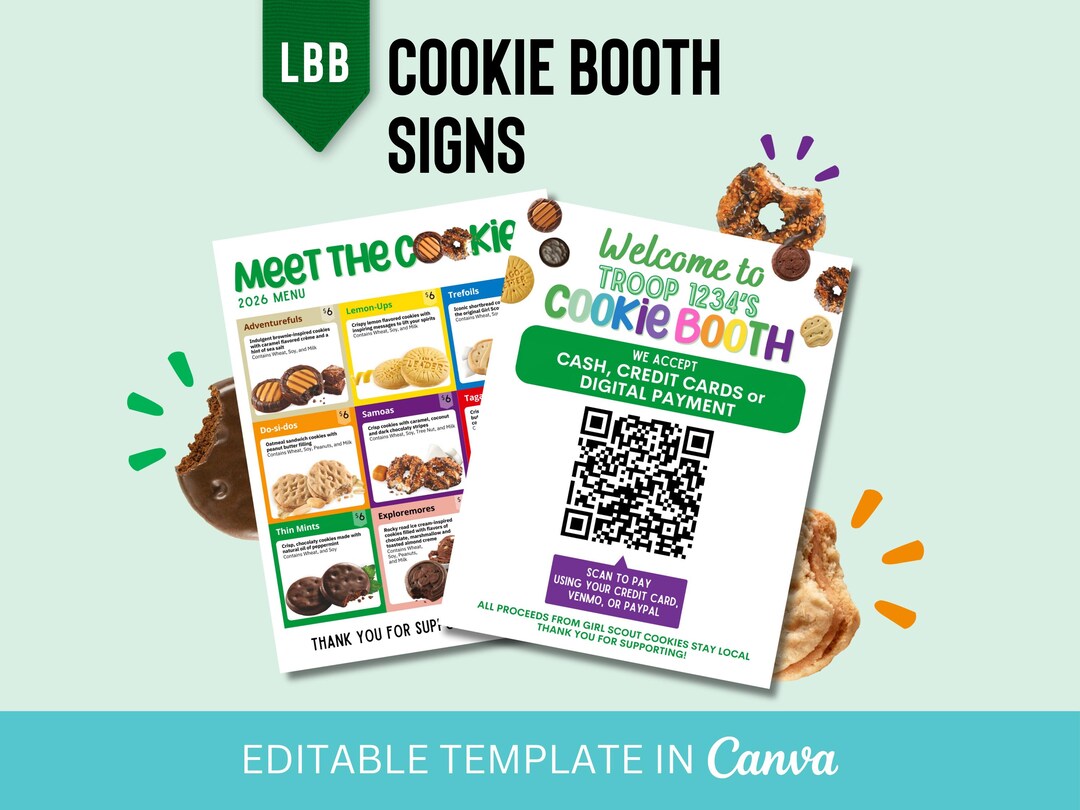 2026 UPDATED!! LBB Cookie Booth Menu and Payment Sign - Etsy