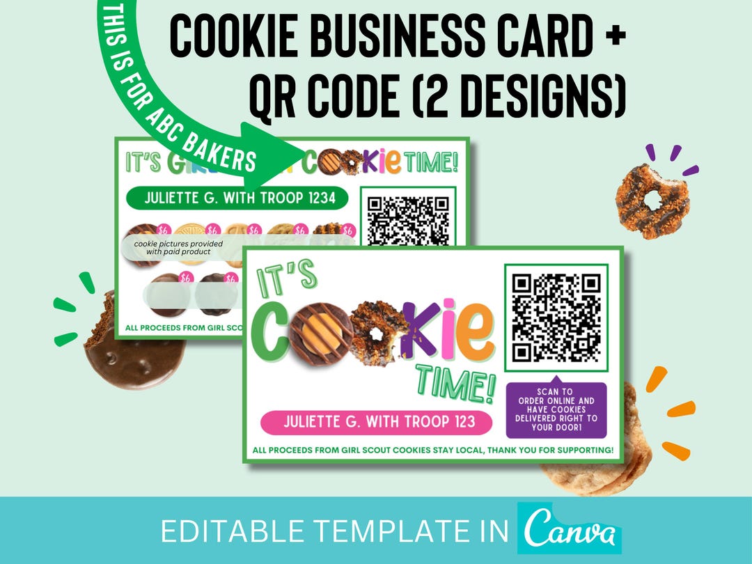 ABC Cookie Business Cards With QR Code - Etsy