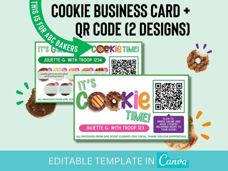 ABC Cookie Business Cards With QR Code - Etsy
