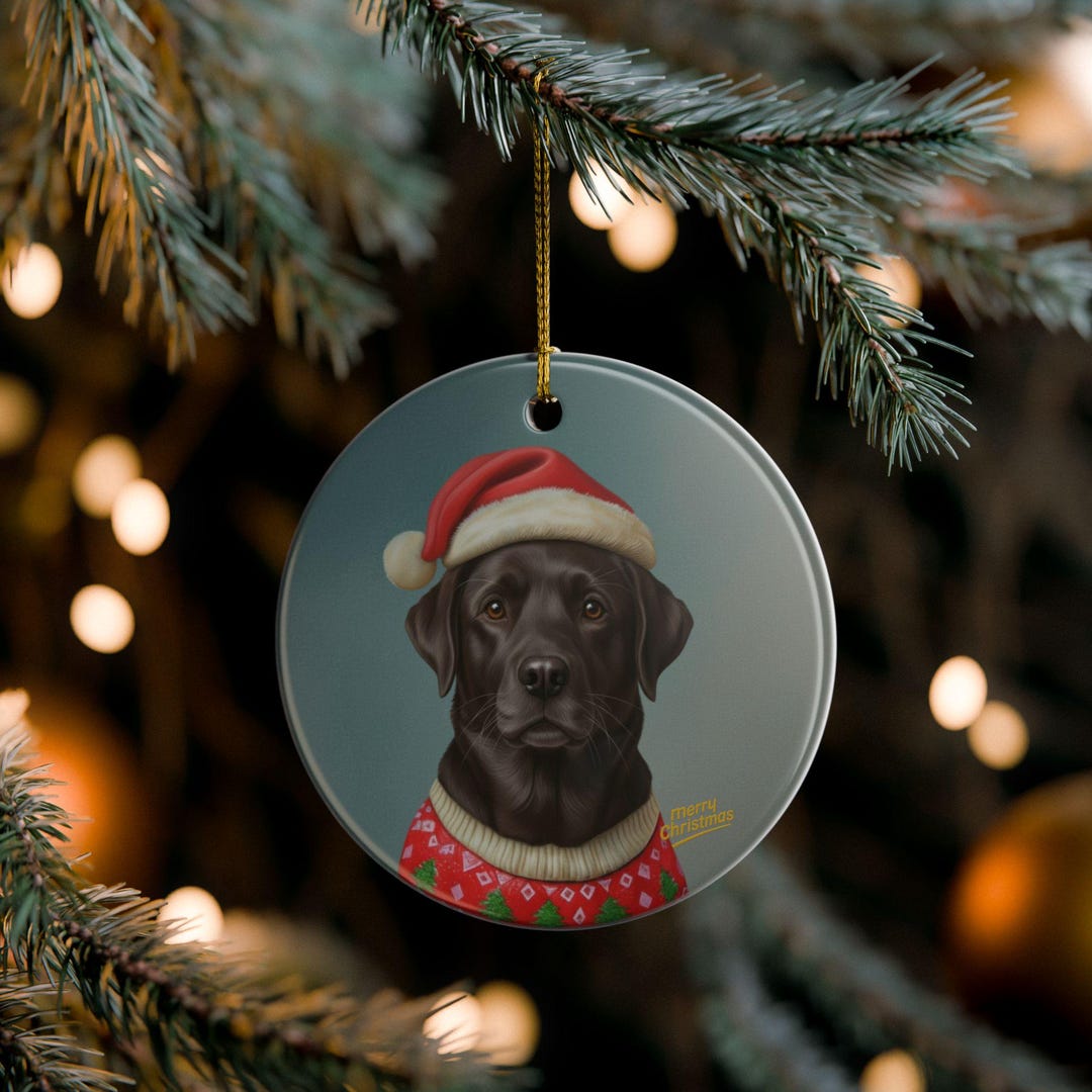 Black Labrador Retriever Dog Olan Mills Inspired Santa Hat Ceramic ...