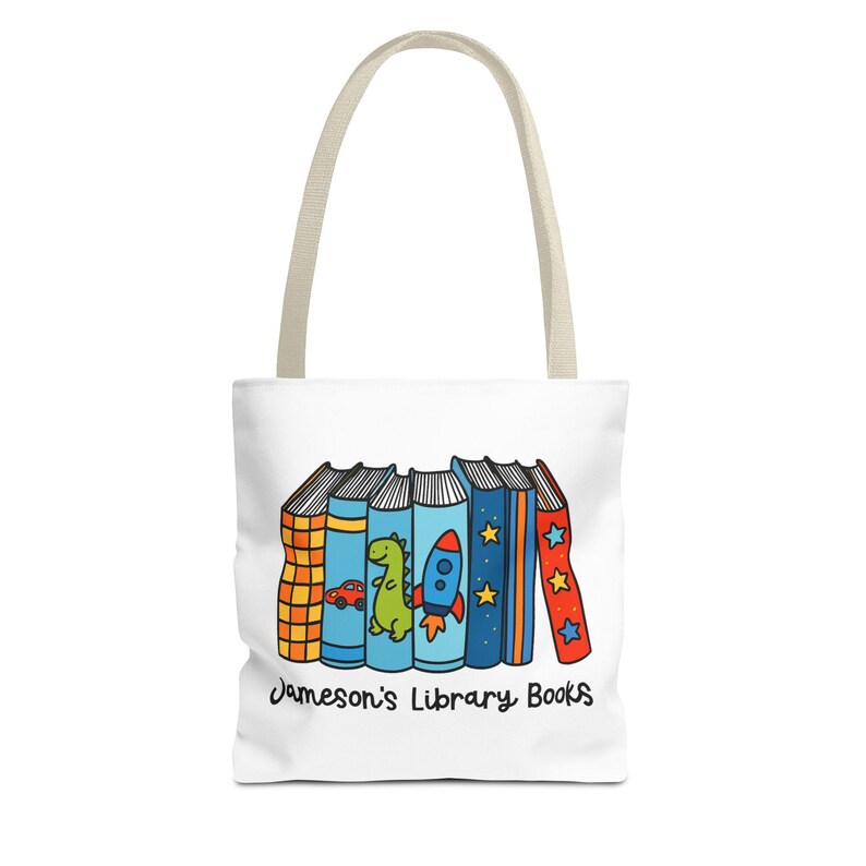Personalized Library Books Tote Bag for Kids | Boy - Etsy