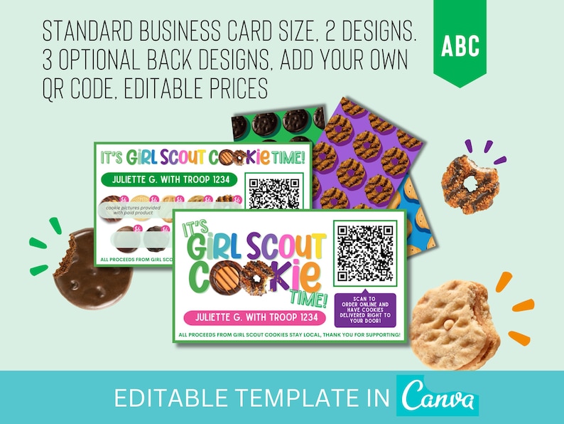 ABC Cookie Business Cards With QR Code - Etsy