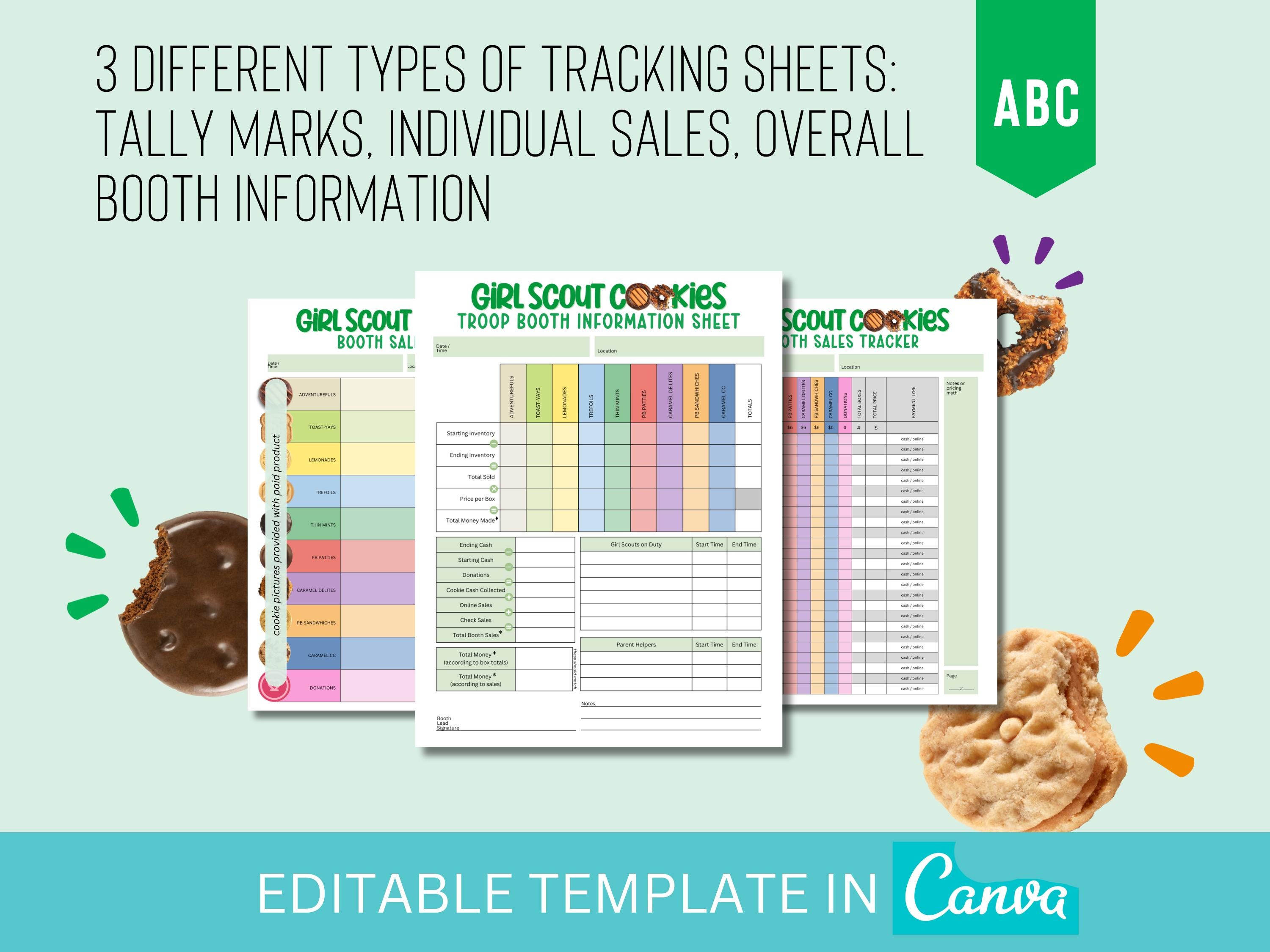 ABC Cookie Booth Tracker Sheets - Etsy