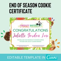 ABC Bakers Cookie Sales Achievement Certificate Printable Download Girl ...