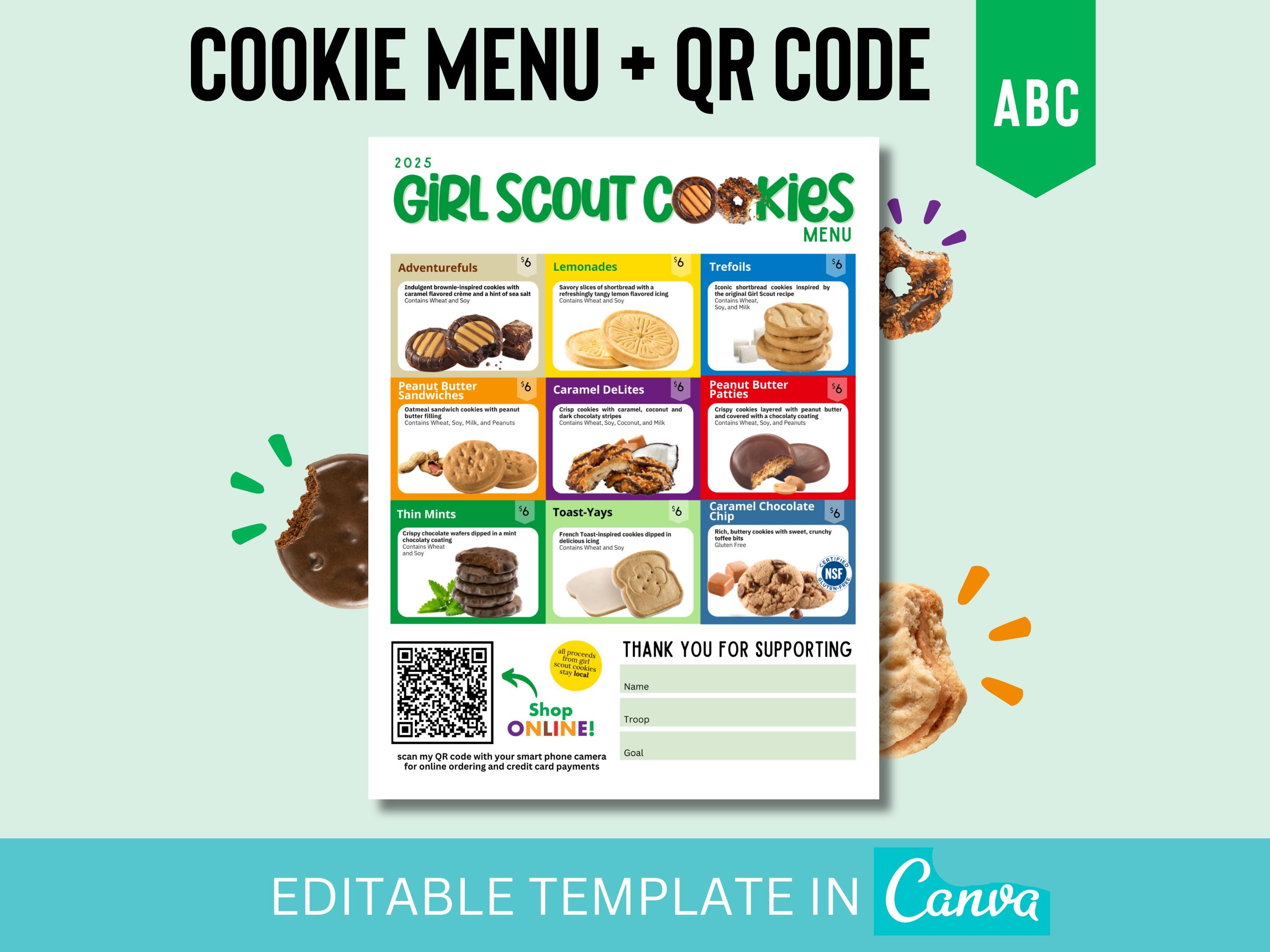 ABC Girl Scout Cookie Menu With QR Code - Etsy