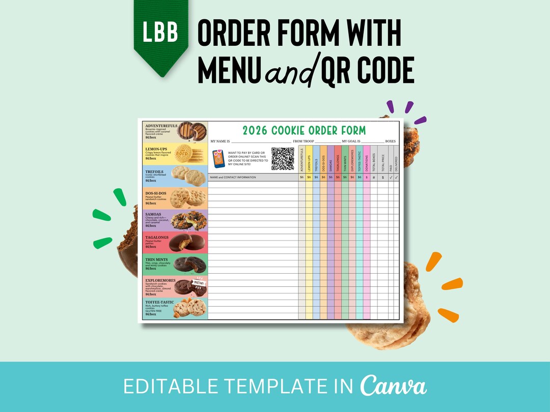 2026 UPDATED!! LBB Editable Digital Download Order Form With QR Code ...