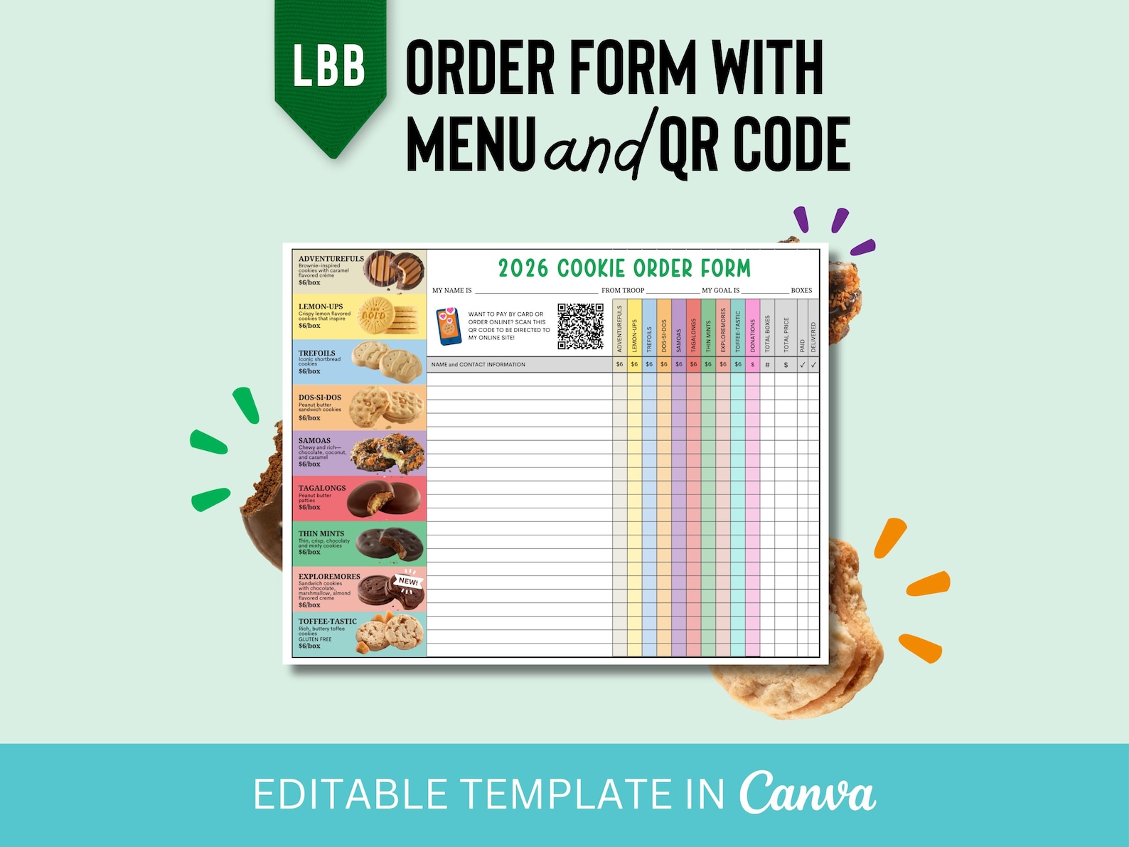 2026 UPDATED!! LBB Editable Digital Download Order Form With QR Code ...