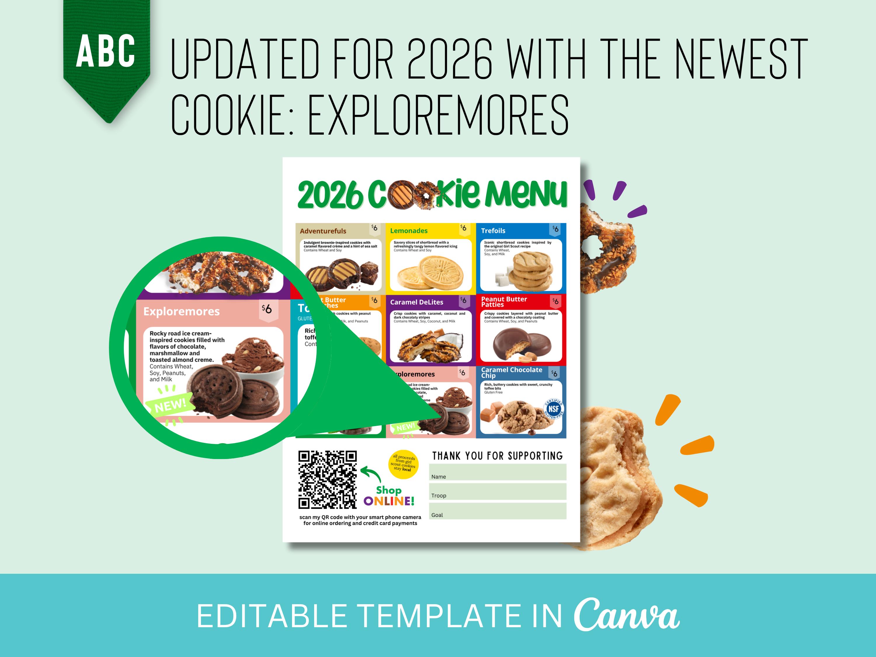 UPDATED 2026!! ABC Girl Scout Cookie Menu With QR Code - Etsy