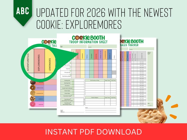 UPDATED 2026!! ABC Cookie Booth Tracker Sheets - Etsy