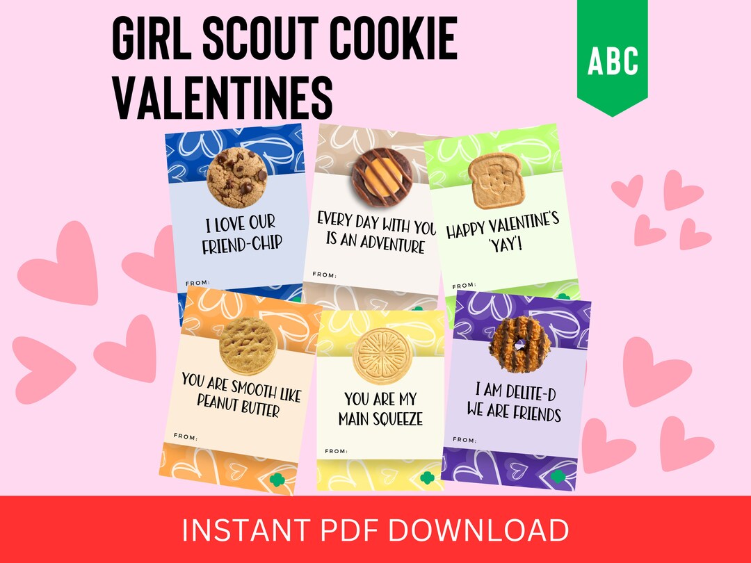 ABC Girl Scout Cookie Valentines Day Instant Download PDF Printable ...