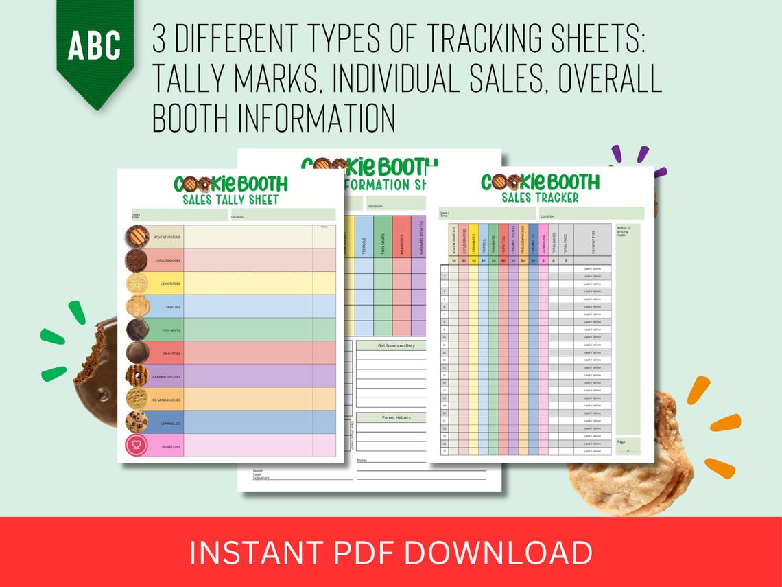 UPDATED 2026!! ABC Cookie Booth Tracker Sheets - Etsy