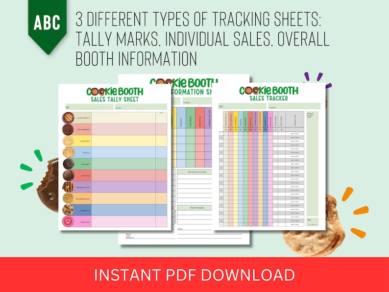 UPDATED 2026!! ABC Cookie Booth Tracker Sheets - Etsy