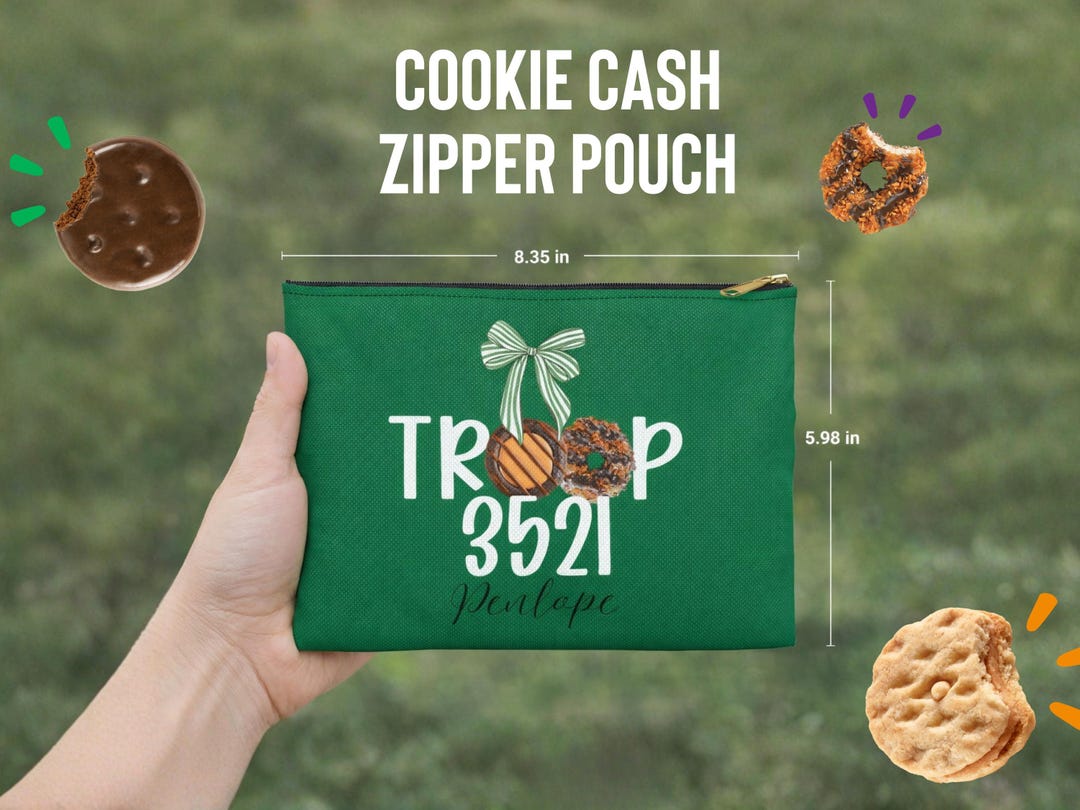 Girl Scout Bow Cookie Cash Zipper Pouch | Personalized Name & Troop - Etsy