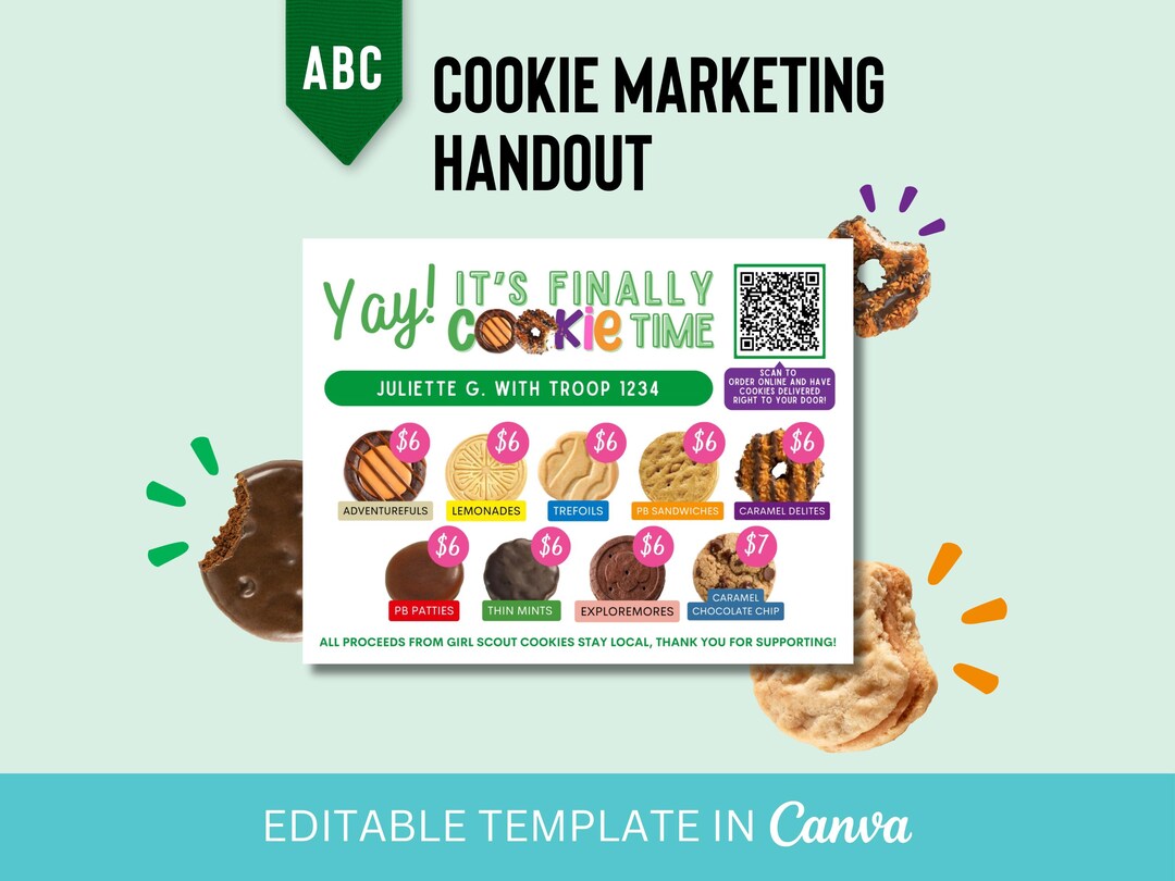 2026 UPDATED!! ABC Cookie Marketing Handout With QR Code - Postcard ...
